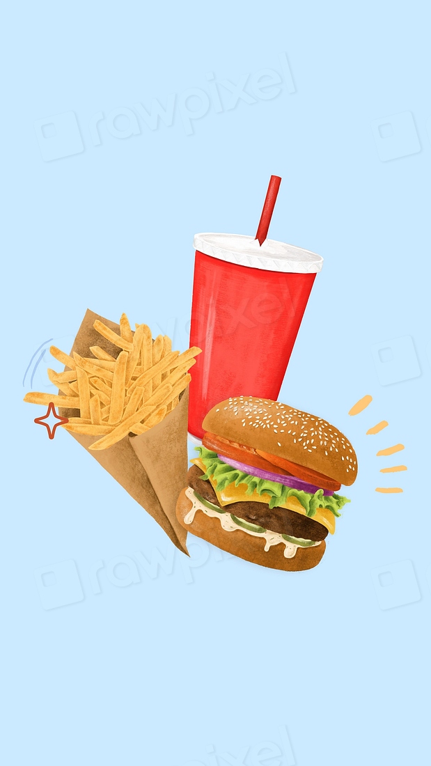 Cheeseburger & fries iPhone wallpaper, | Premium Photo Illustration ...