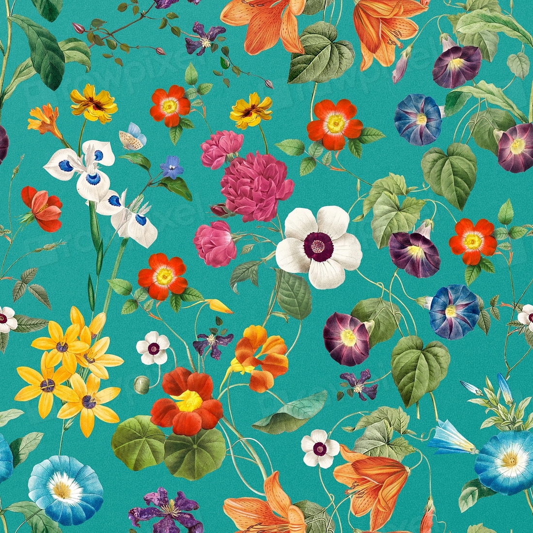 Vintage Spring flower pattern illustration | Premium Photo Illustration ...