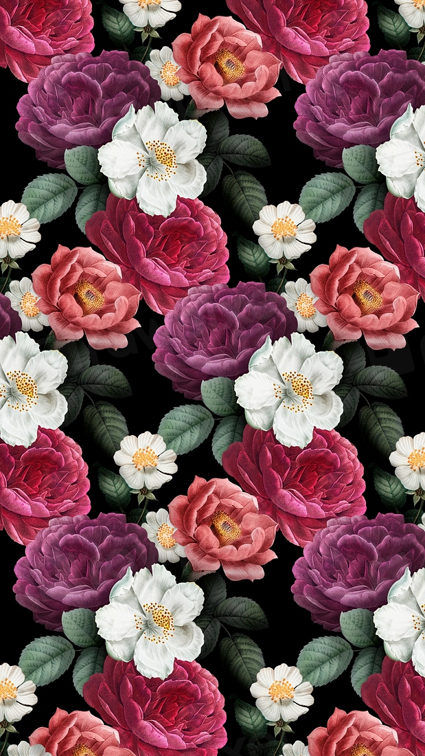 Vintage flower pattern iPhone wallpaper, | Premium Photo Illustration ...