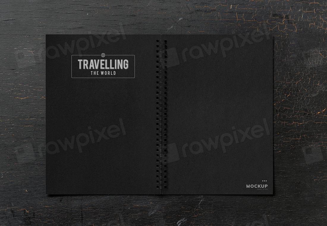 Black notebook mockup black table | Premium PSD Mockup - rawpixel