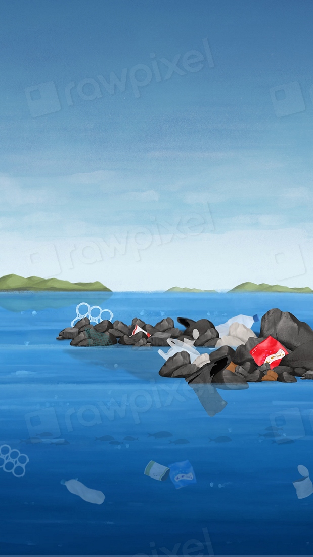 Ocean pollution iPhone wallpaper background | Premium Photo ...