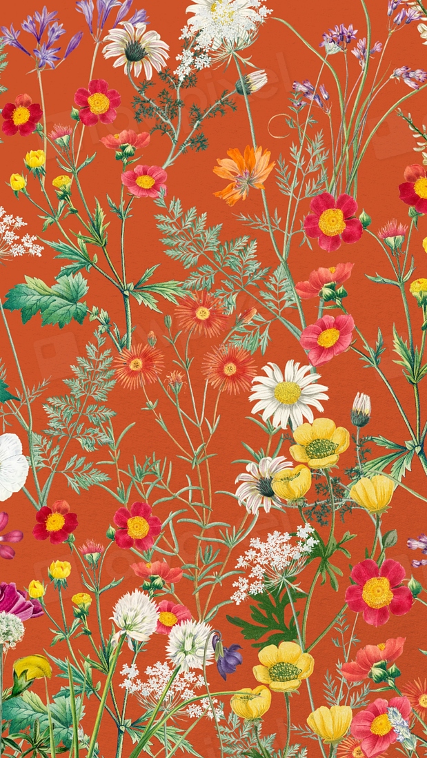 Spring flower pattern mobile wallpaper, | Premium Photo - rawpixel