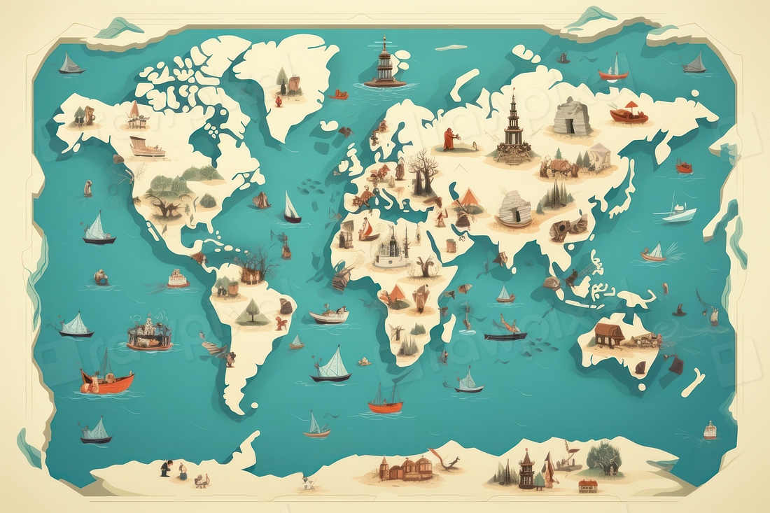 World map sea transportation topography. | Free Photo Illustration ...