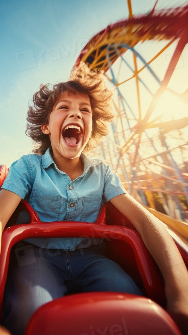 Laughing happy park roller coaster. | Free Photo - rawpixel