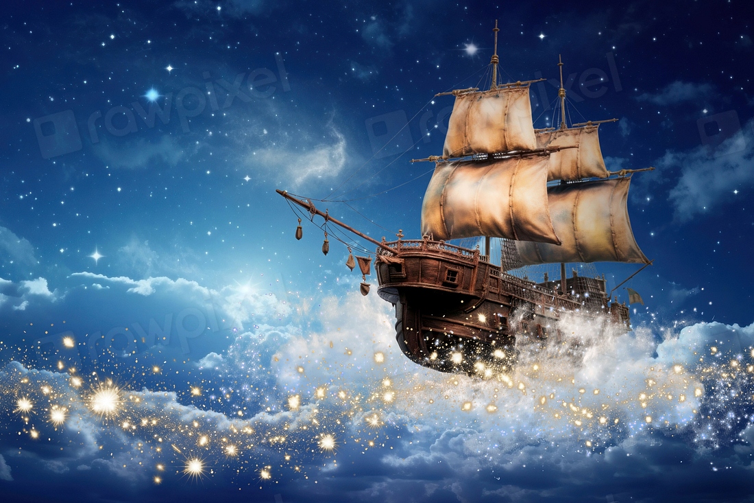 Magical flying pirate ship fantasy | Premium Photo Illustration - rawpixel