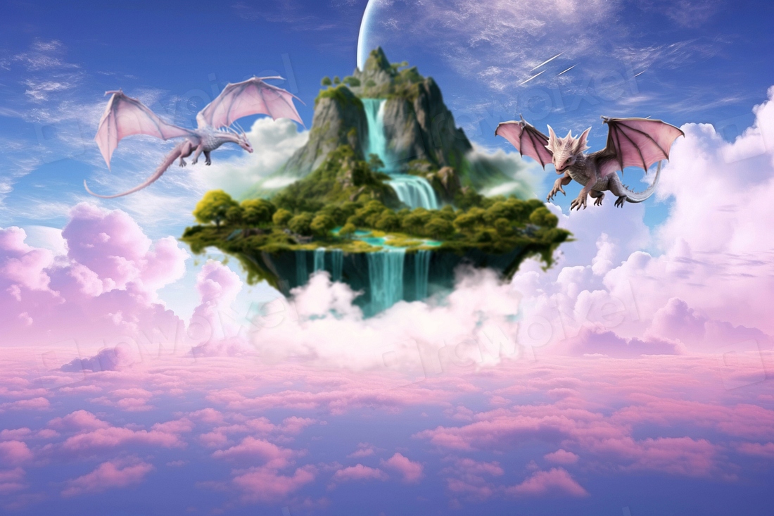 Fantasy flying island fantasy remix | Premium Photo Illustration - rawpixel