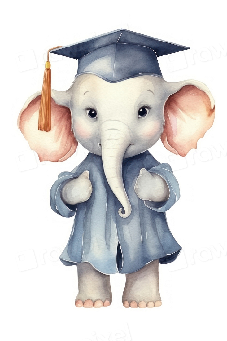Elephant graduation animal cute. AI | Free Photo Illustration - rawpixel