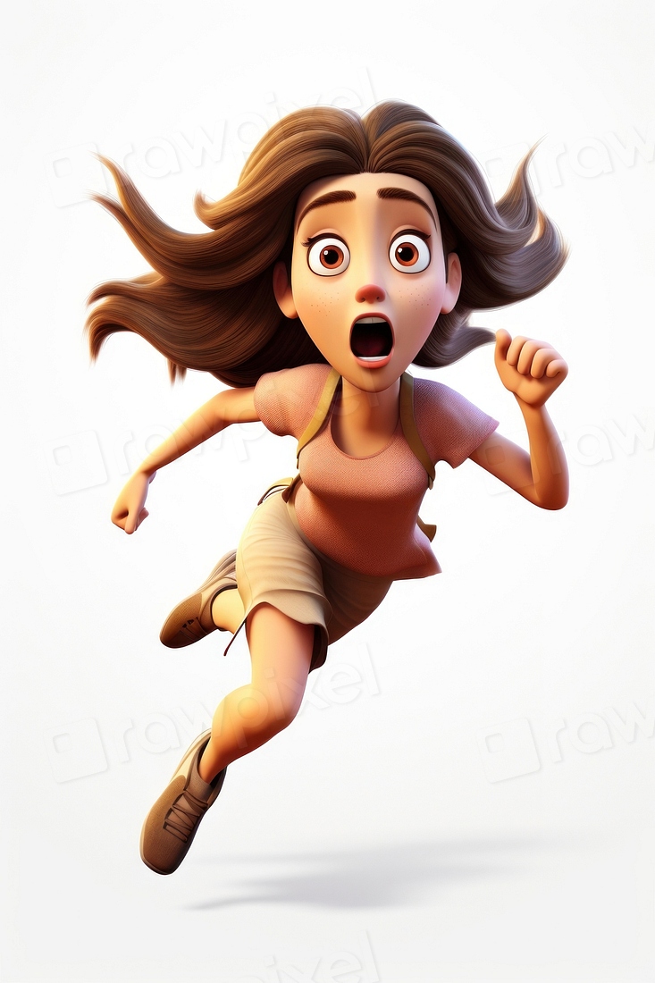 Girl runaway cartoon running determination. | Free Photo Illustration ...