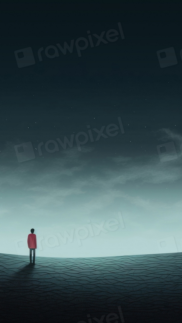 illustration sad person standing alone. | Free Photo Illustration ...
