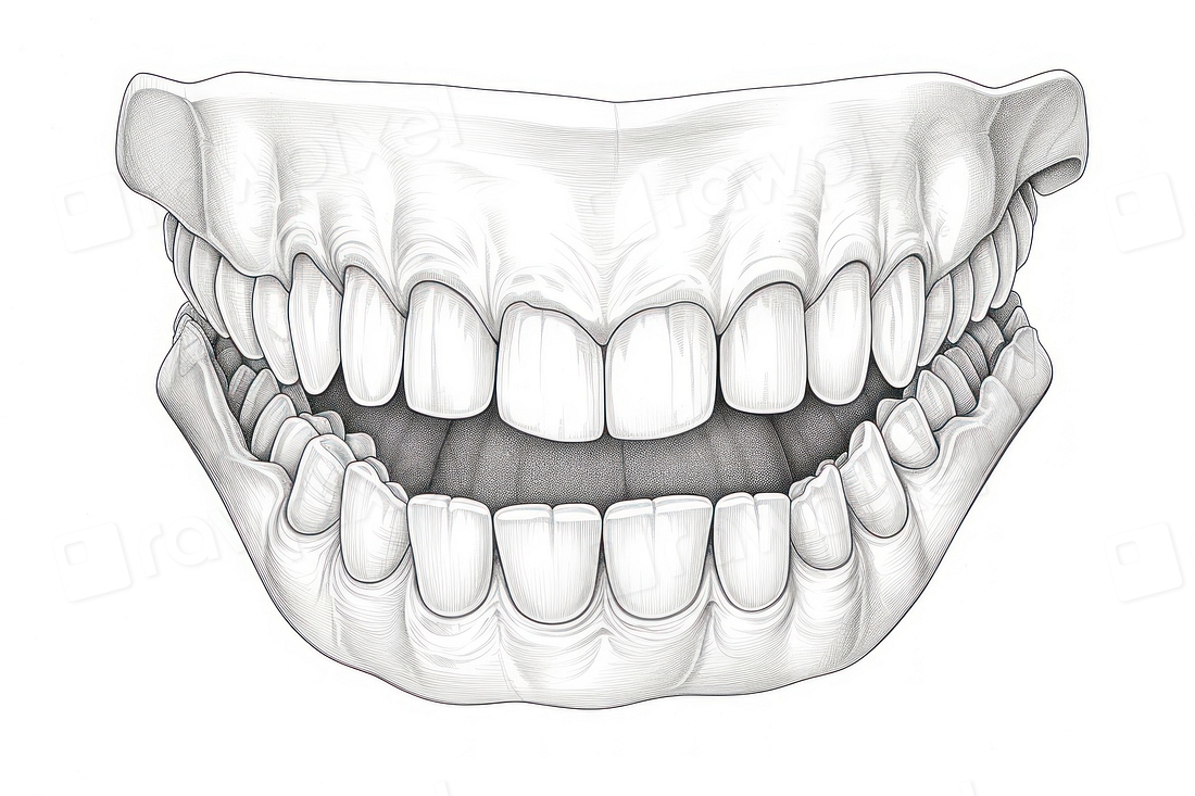 Teeth line drawing white white | Premium Photo Illustration - rawpixel