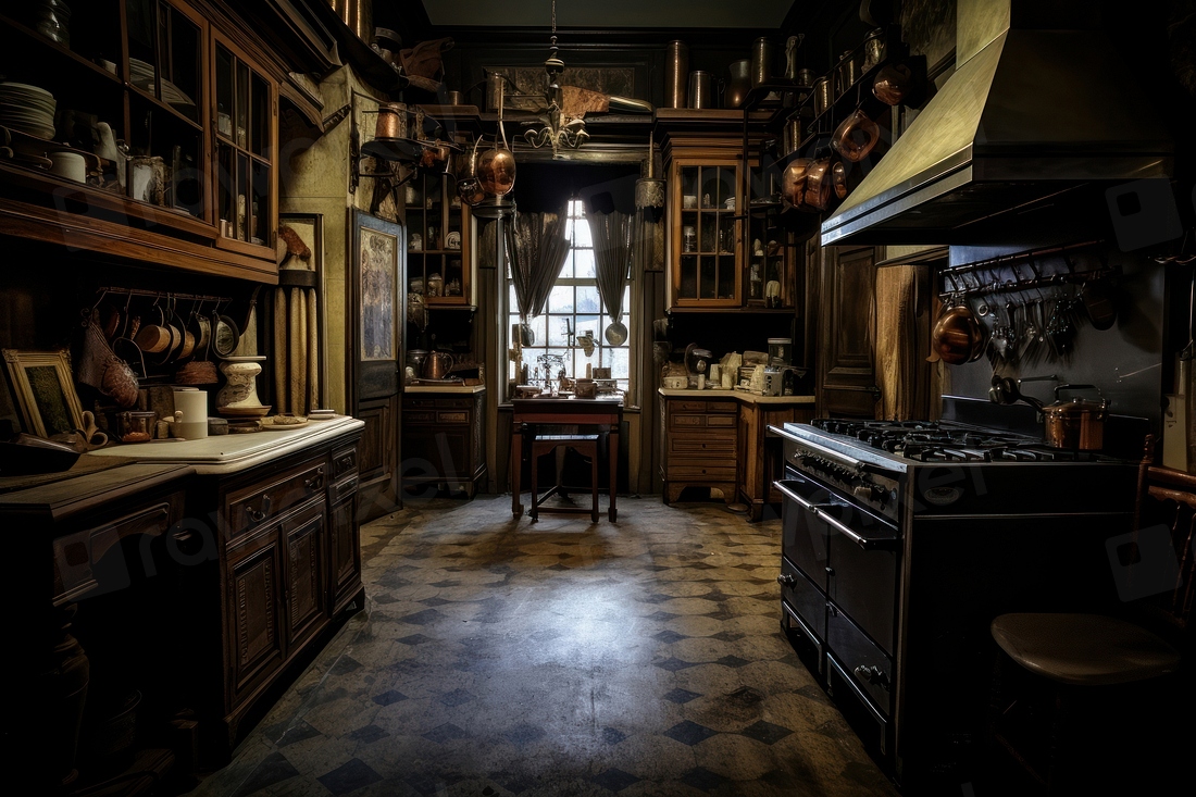 Haunted kitchen furniture architecture barbershop. | Free Photo - rawpixel