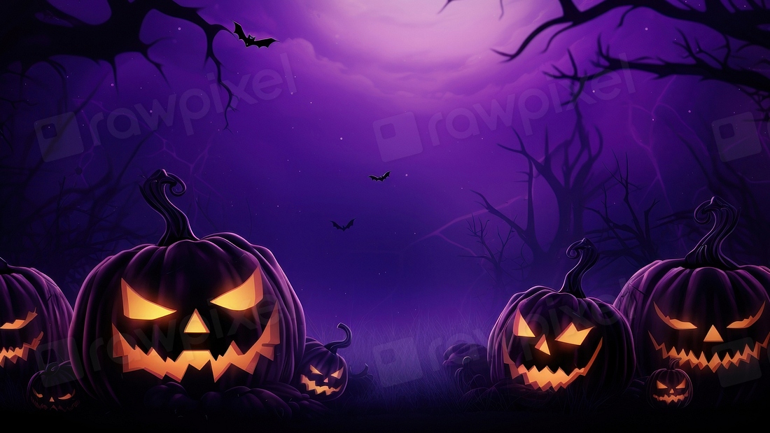 Halloween themed wallpaper purple background | Premium Photo ...