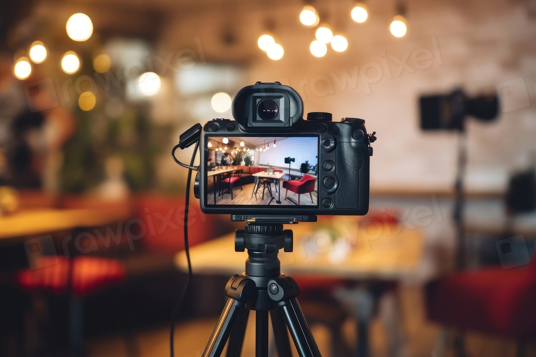 Influencer camera tripod filming. AI | Free Photo - rawpixel