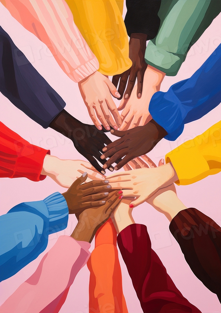 Hand art pattern holding hands | Free Photo Illustration - rawpixel