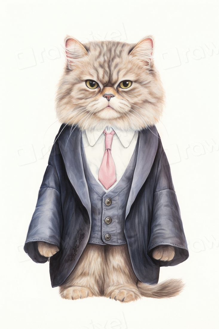 Judge cat drawing mammal animal. | Free Photo Illustration - rawpixel