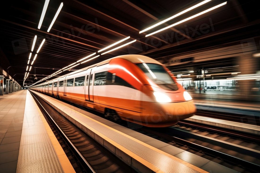 Orange high speed train photo. | Free Photo - rawpixel