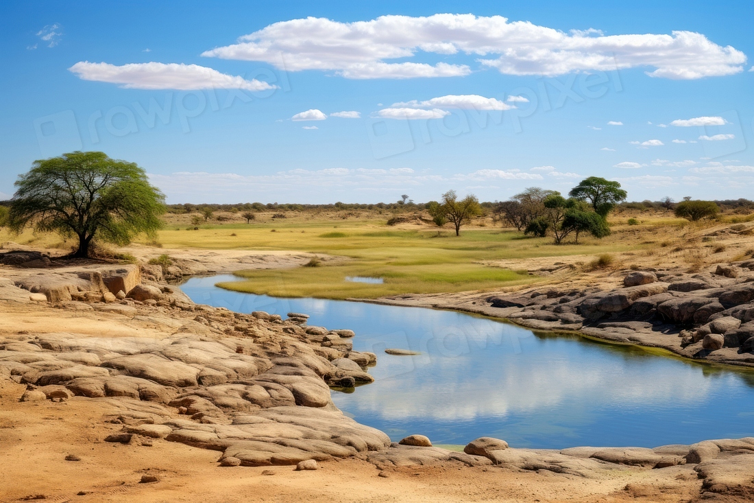 African waterhole nature landscape outdoors. | Premium Photo - rawpixel