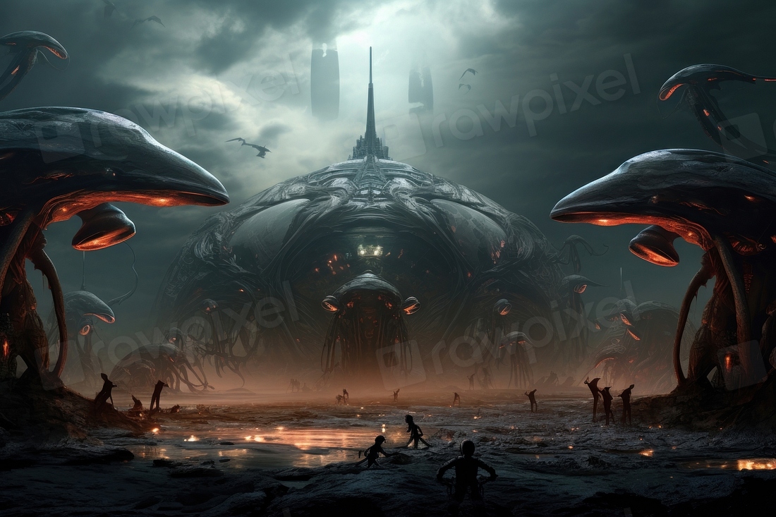 Fantasy scene outdoors transportation architecture. | Free Photo - rawpixel