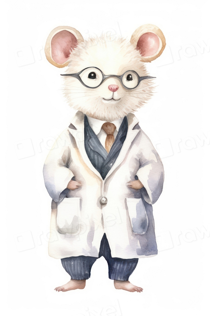 Rat scientist cartoon glasses animal. | Free Photo Illustration - rawpixel