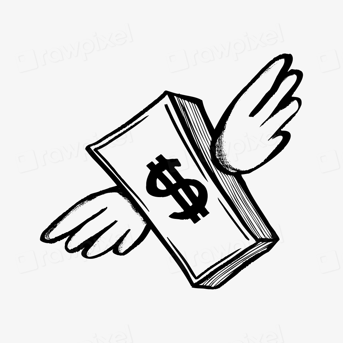 Flying money stack doodle illustration | Free Vector - rawpixel