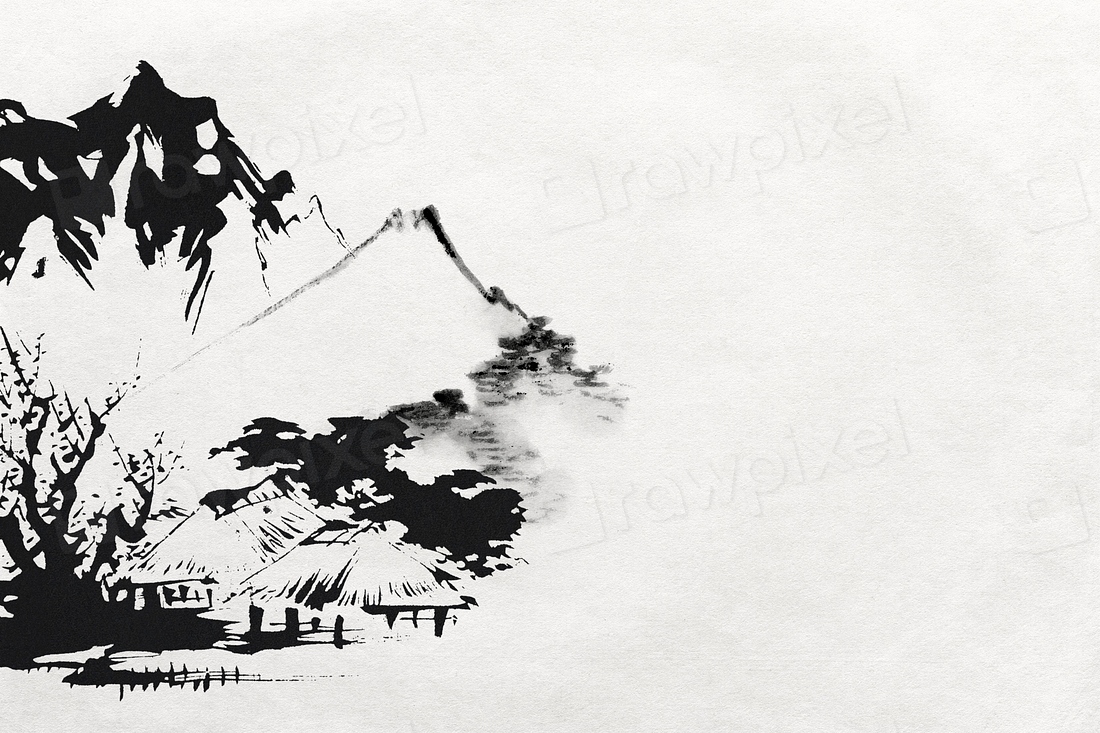 Japanese village ink art background | Free Photo Illustration - rawpixel