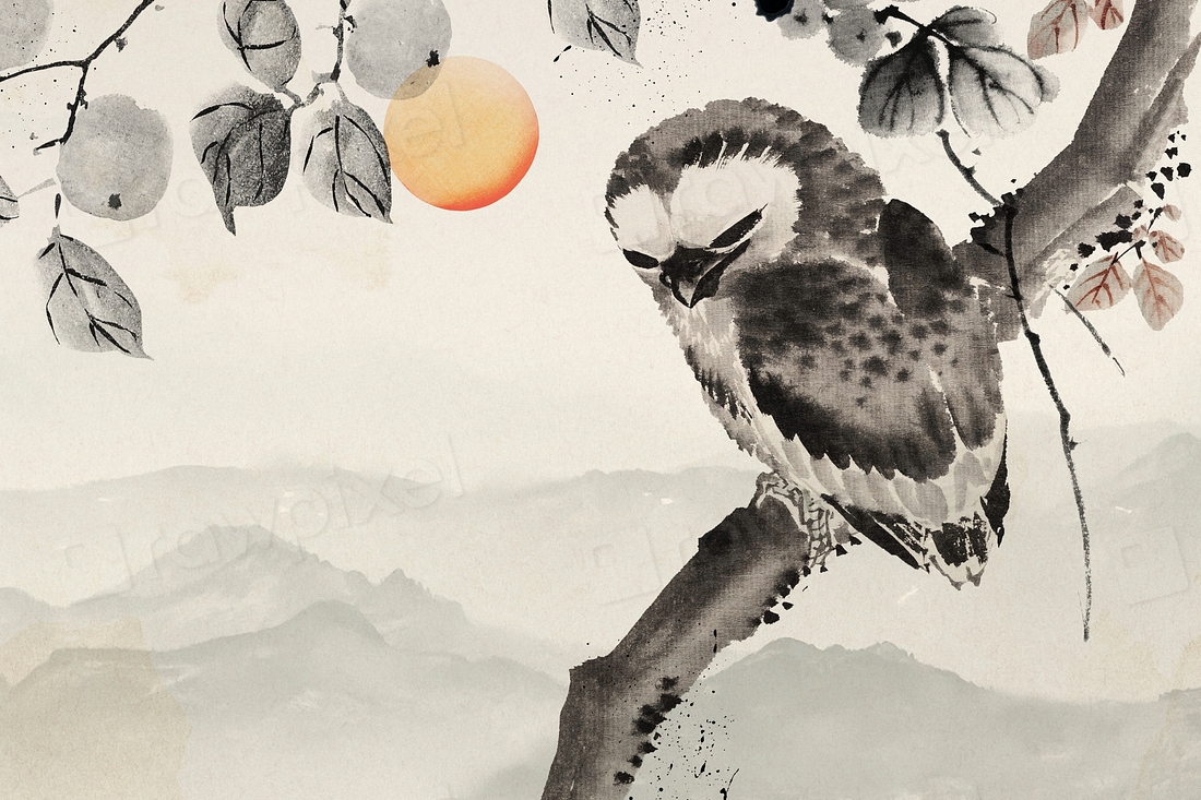 Hokusai’s Japanese owl illustration remixed | Free Photo Illustration ...