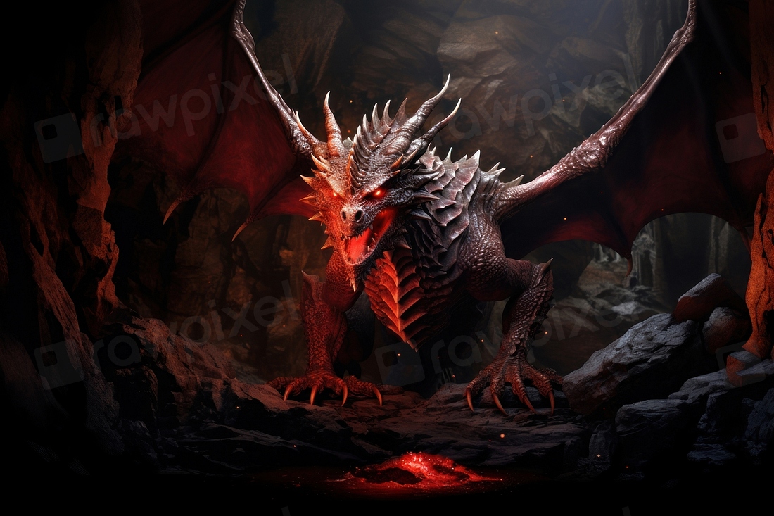 Dragon cave red invertebrate. AI | Free Photo - rawpixel