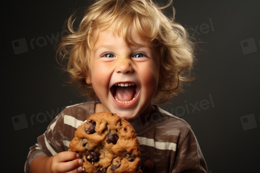 Biting cookie portrait photo happy. | Premium Photo - rawpixel