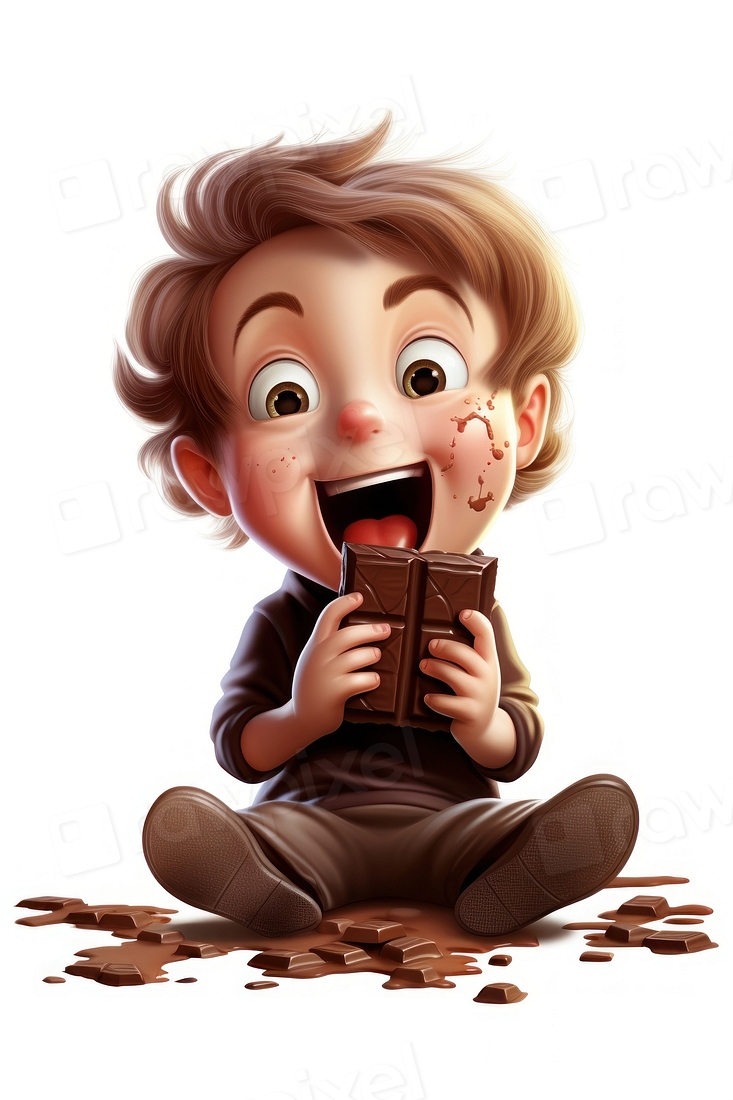 child enjoy eating chocolate portrait | Premium Photo Illustration ...