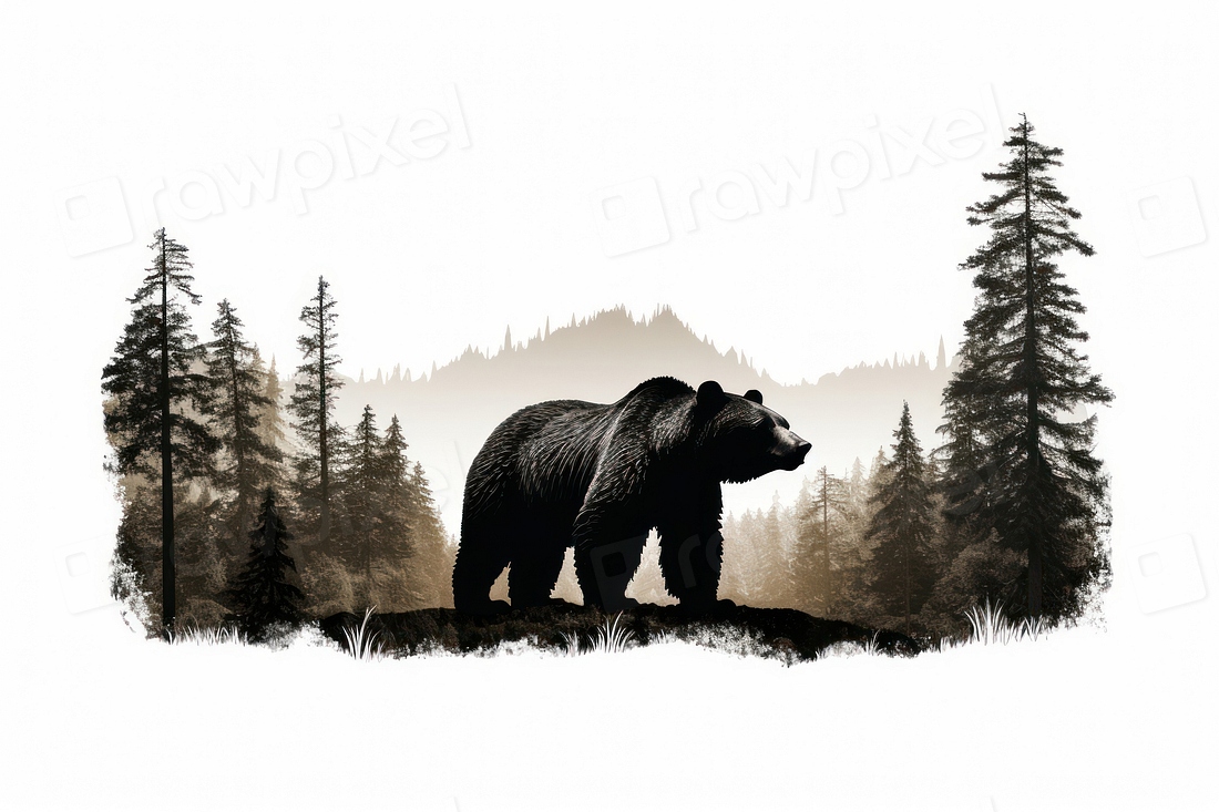 Bear tree silhouette wildlife. AI | Free Photo Illustration - rawpixel