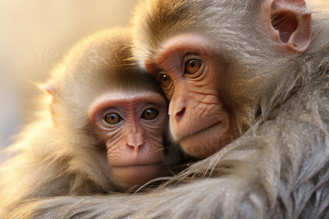 Monkey cuddling wildlife animal mammal. | Premium Photo - rawpixel