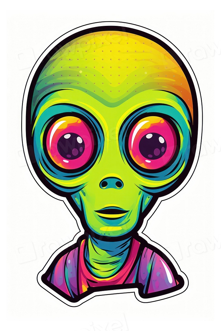 Alien pop art sticker drawing | Free Photo Illustration - rawpixel