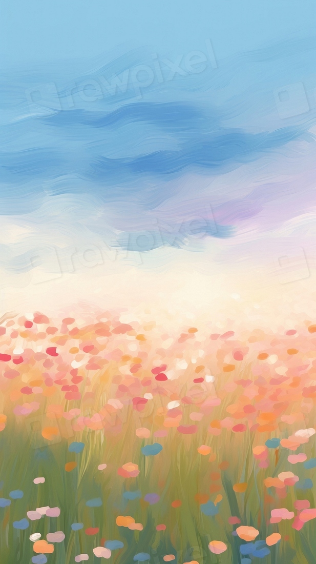 Flower field backgrounds painting outdoors | Premium Photo Illustration ...