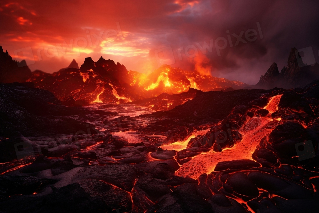 Volcano lava landscape mountain. AI | Premium Photo - rawpixel
