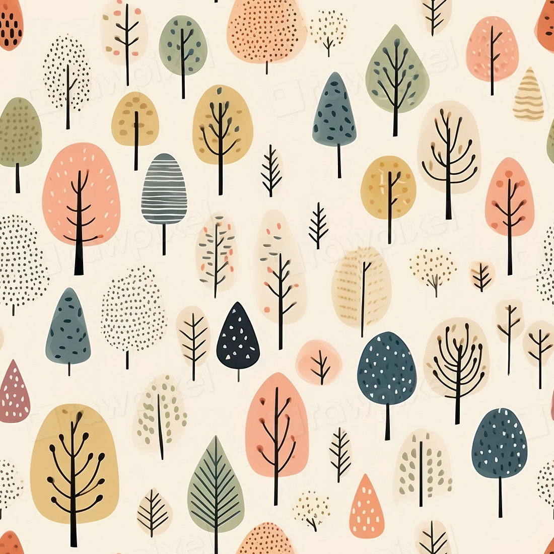 Cute tree pattern art backgrounds. | Free Photo Illustration - rawpixel