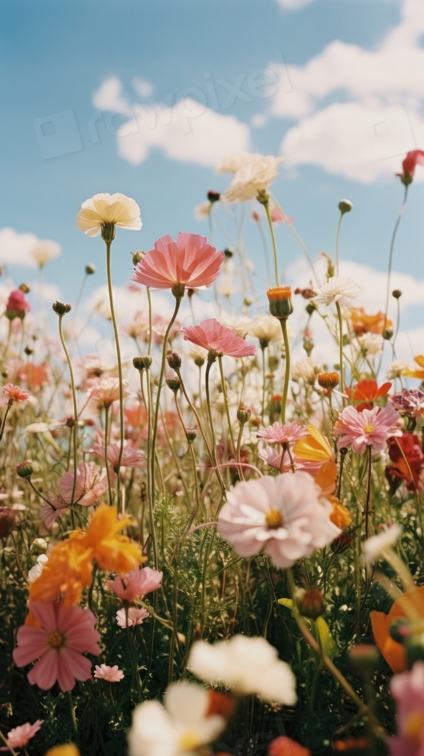 Flower field landscape outdoors blossom | Free Photo - rawpixel
