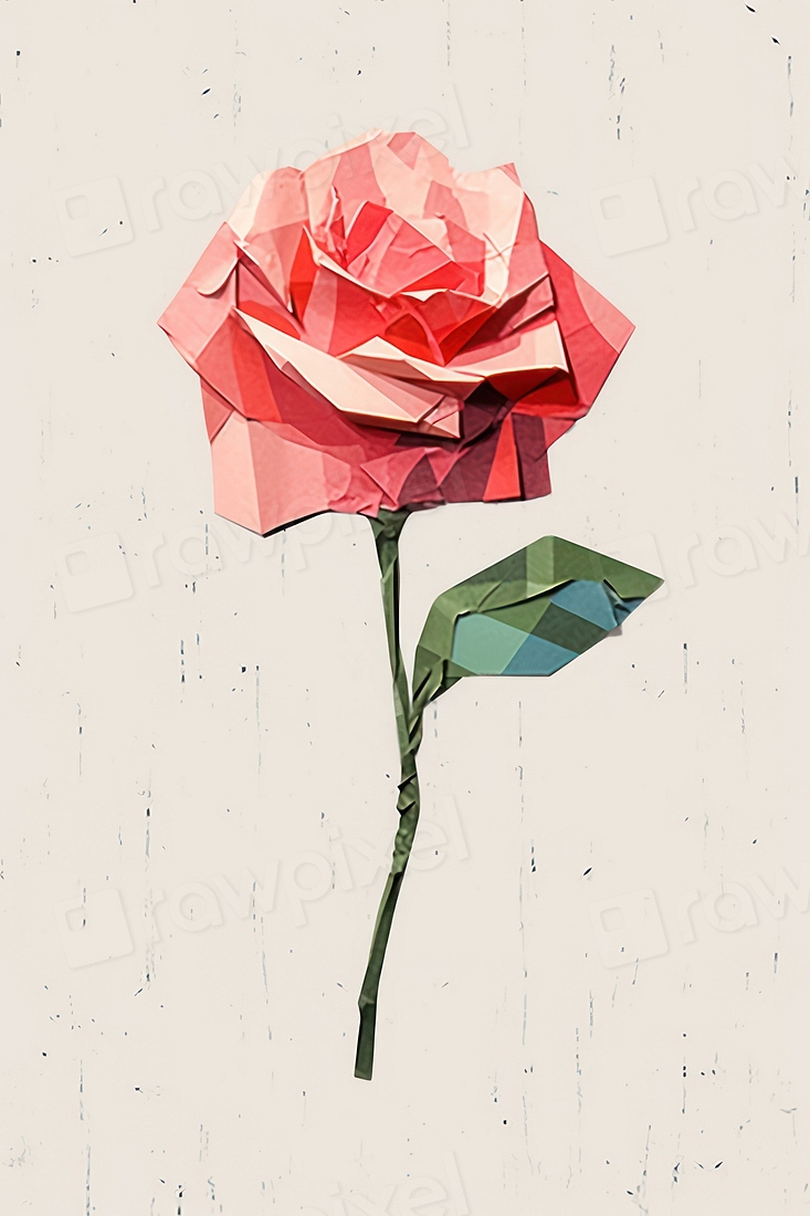 Rose paper art origami. | Free Photo Illustration - rawpixel
