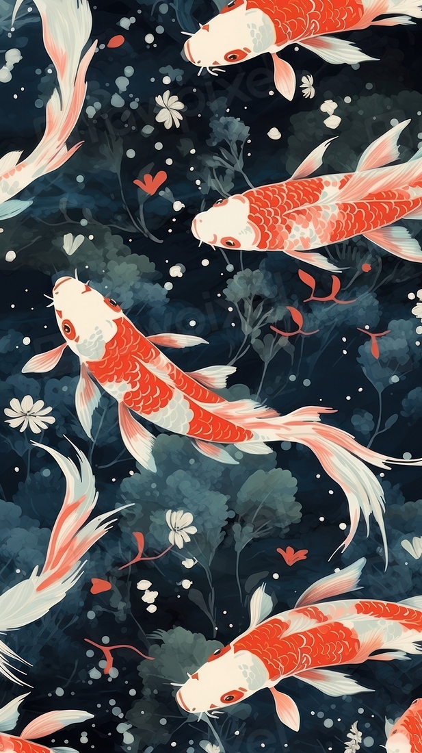 Koi fish backgrounds pattern animal. | Free Photo Illustration - rawpixel