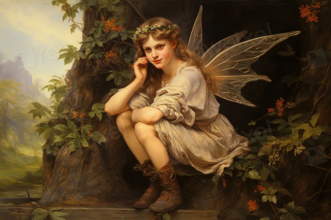 Painting art angel contemplation. | Premium Photo Illustration - rawpixel