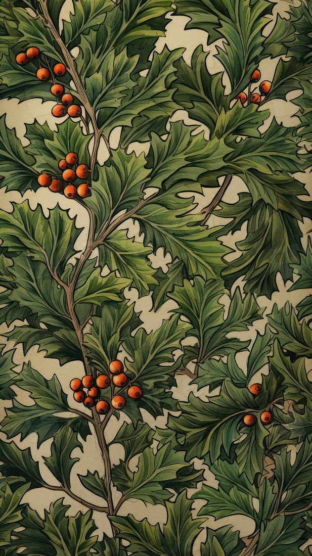 Sprig holly pattern art backgrounds | Free Photo Illustration - rawpixel