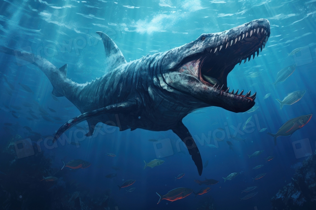 Mosasaurus swimming underwater animal shark | Free Photo Illustration ...