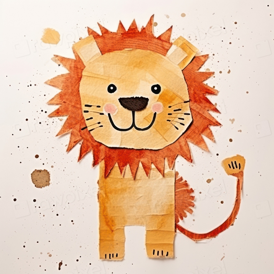 Retro lion nature art anthropomorphic. | Premium Photo Illustration ...