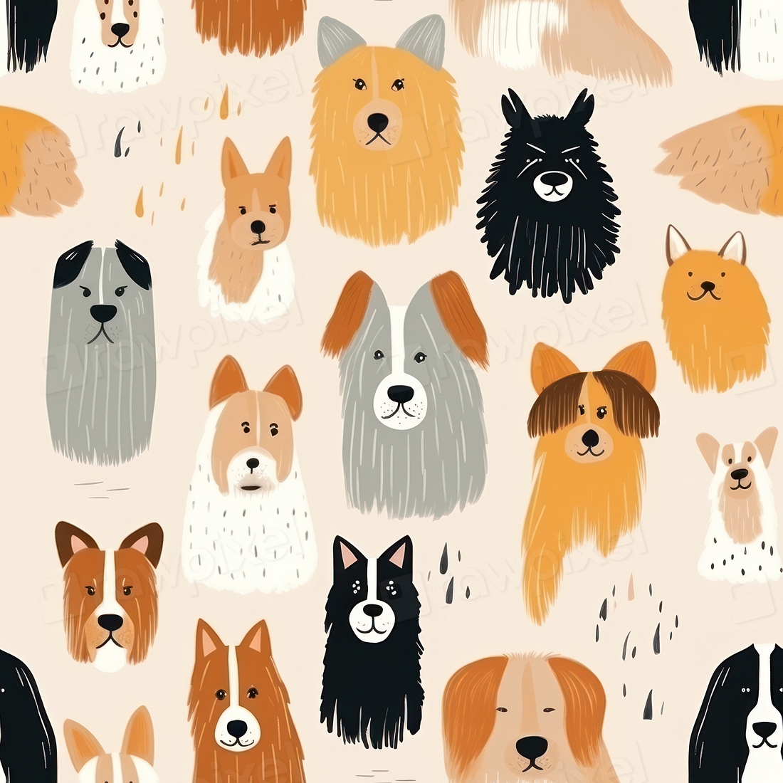 Cute dogs pattern illustrated mammal. | Premium Photo Illustration ...