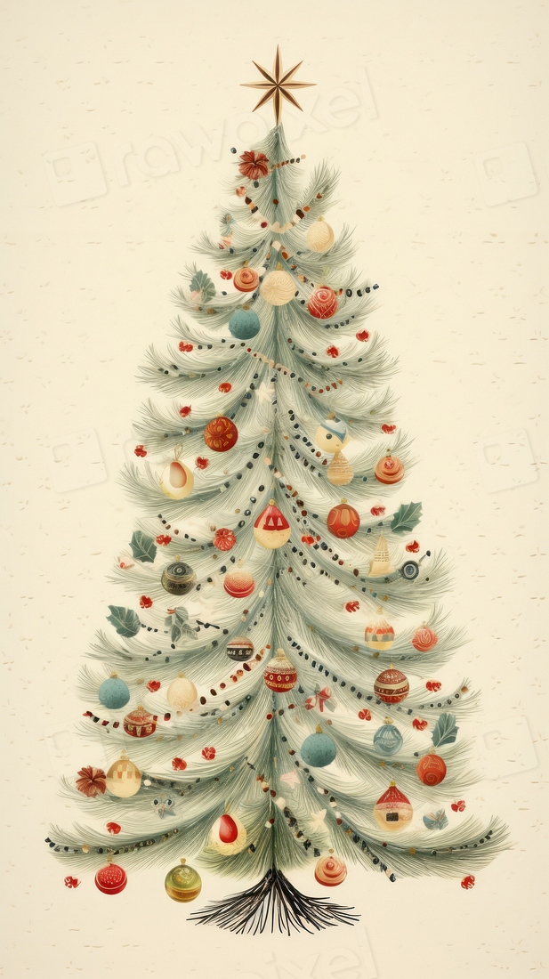 Decorated christmas tree pattern drawing | Premium Photo Illustration ...