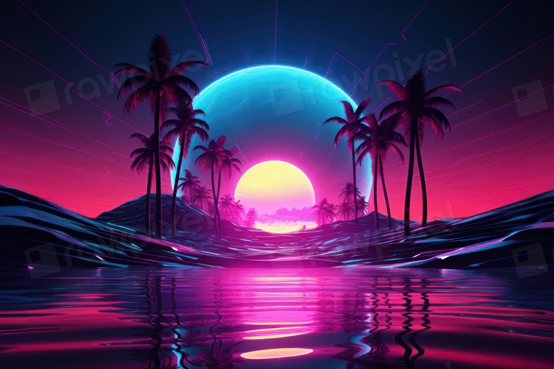 Neon sunset backgrounds light outdoors | Premium Photo Illustration ...