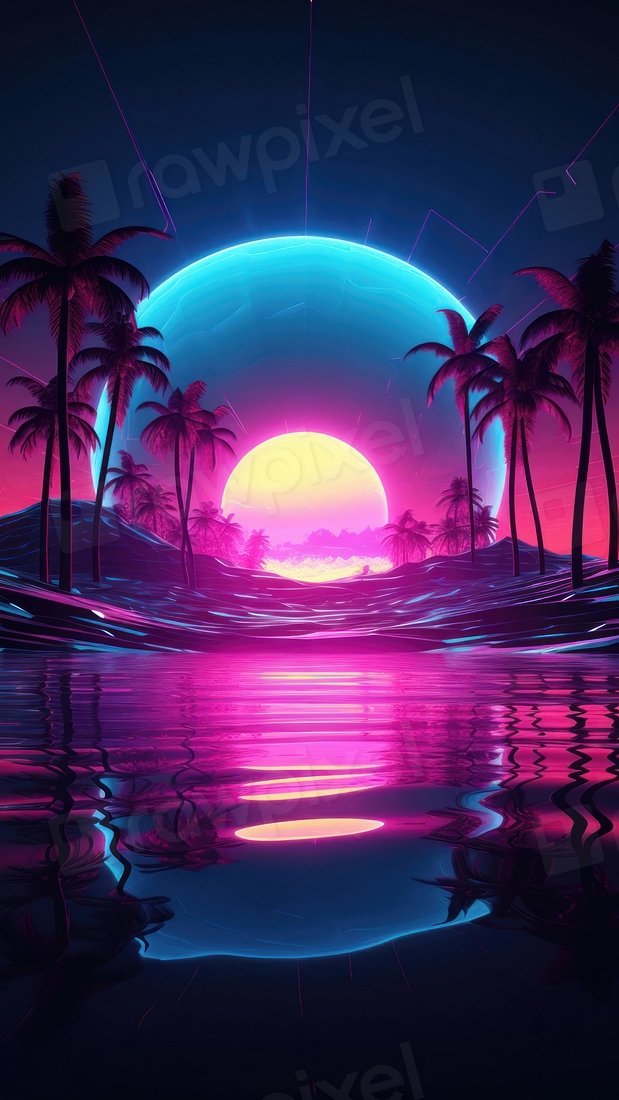 Neon sunset backgrounds light outdoors | Premium Photo Illustration ...