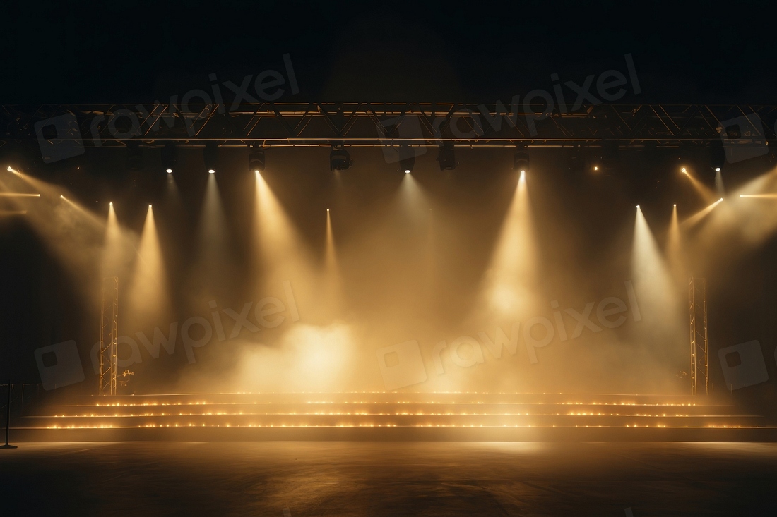 Concert stage illuminated spotlights and | Premium Photo Illustration ...