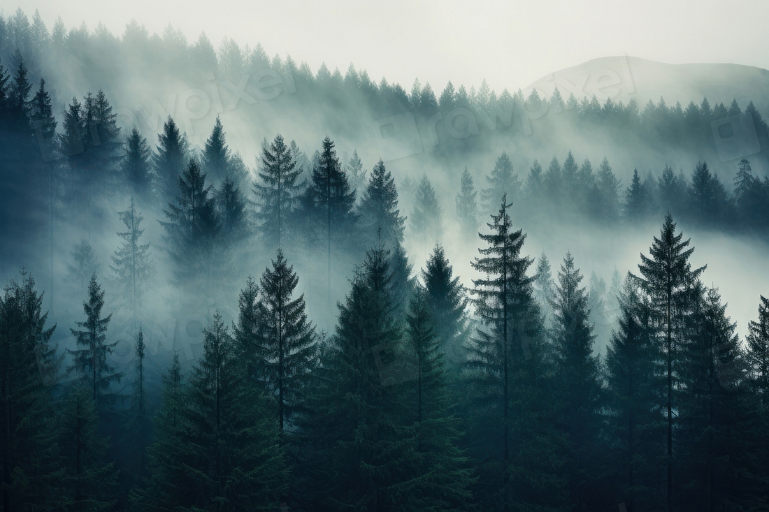 Foggy pine forest background backgrounds | Free Photo - rawpixel