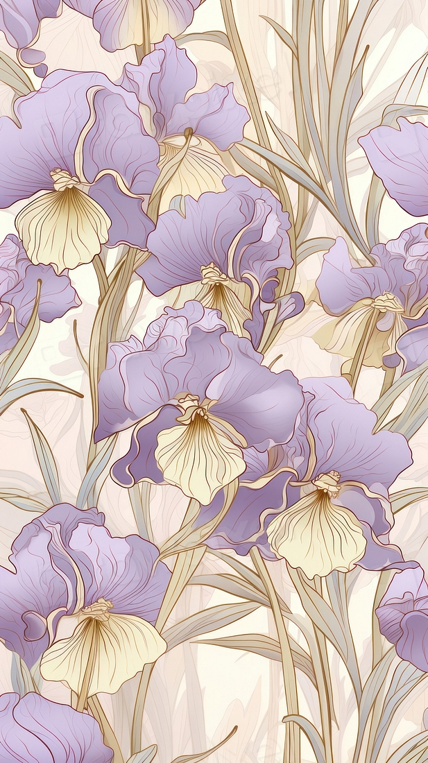Iris flower pattern plant art. | Premium Photo Illustration - rawpixel