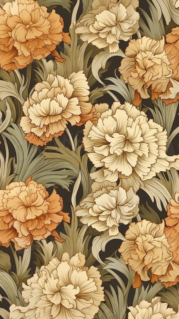 Carnations art wallpaper pattern. | Premium Photo Illustration - rawpixel
